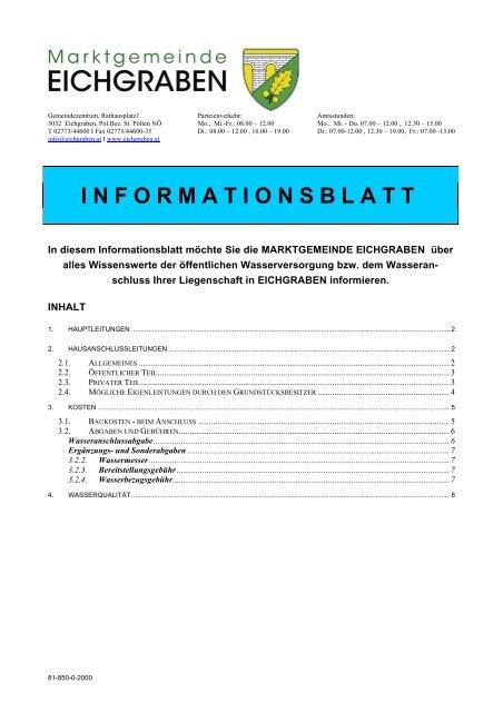 INFORMATIONSBLATT - Eichgraben