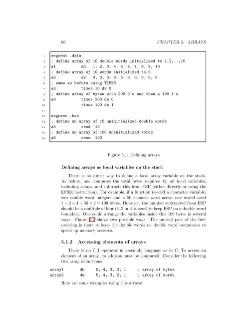 96 CHAPTER 5. ARRAYS 1 se