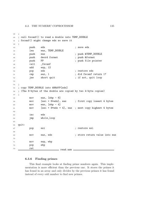 134 CHAPTER 6. FLOATING P