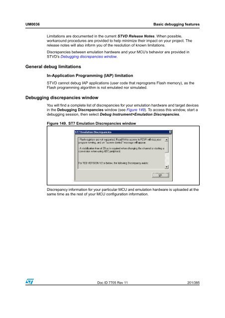 Basic debugging features