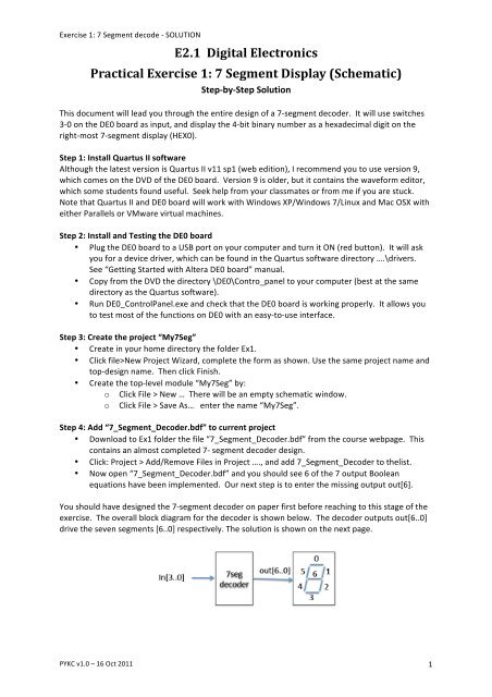 E2.1 Digital Electronics Practical Exercise 1