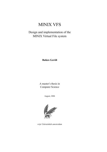 Virtual File system - Minix 3