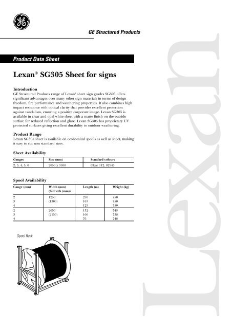 Lexan SG305 ENG - QD Plastics