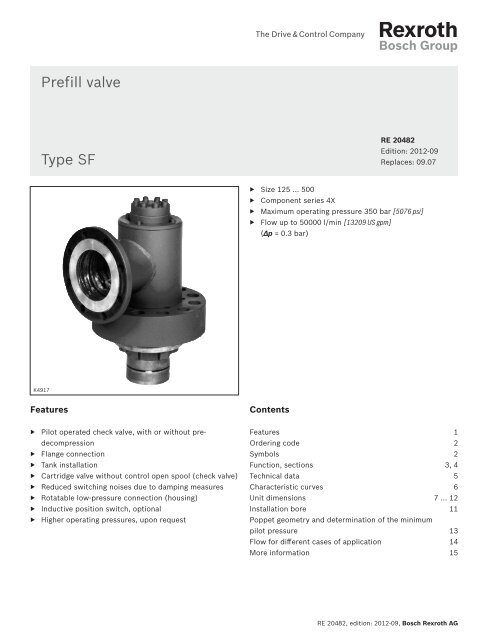 Prefill valve Type SF - Bosch Rexroth