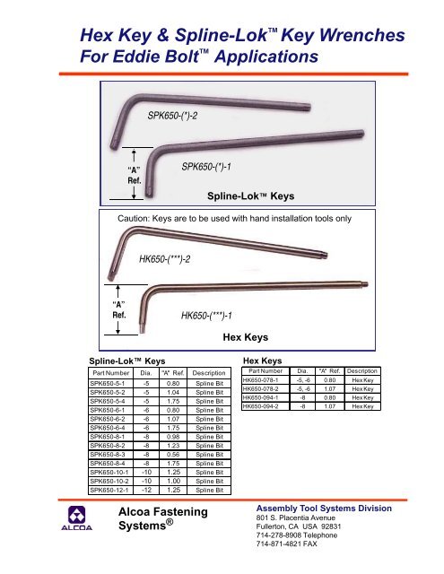 Hex Key & Spline-Lok Key
