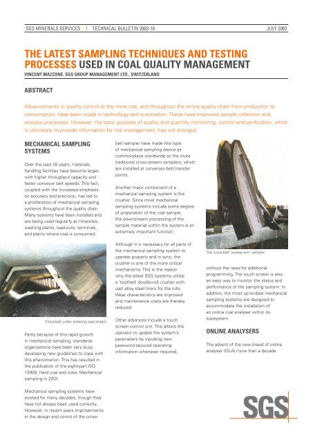 Coal Quality Management - SGS