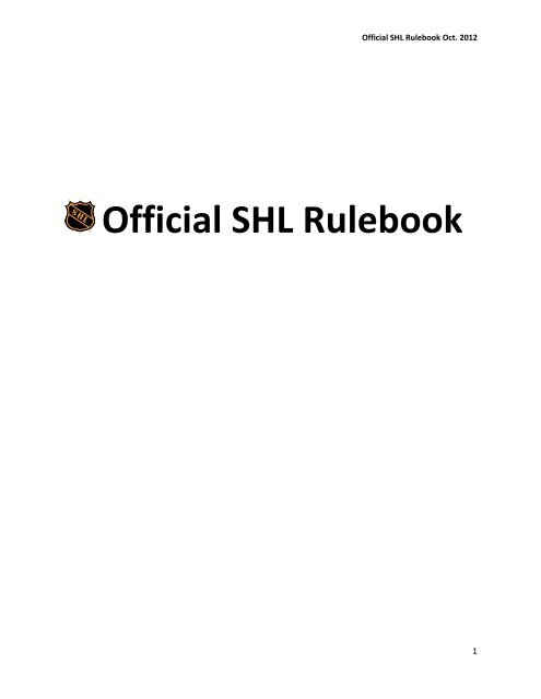 Official SHL Rulebook