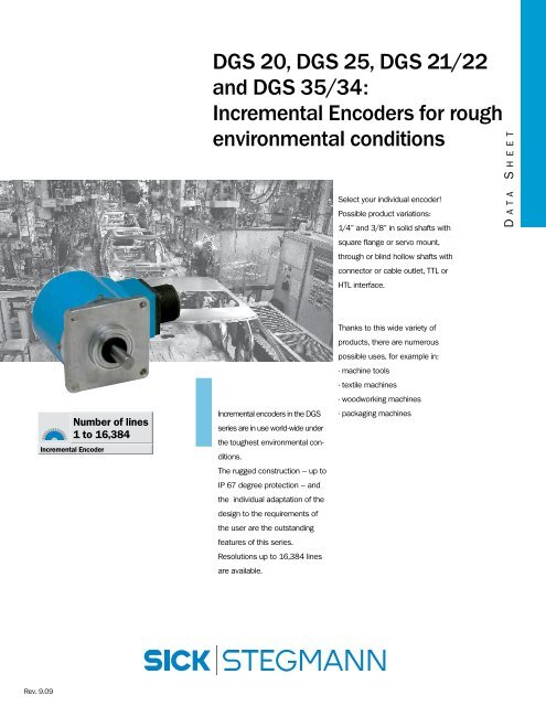 DGS 20, DGS 25, DGS 21/22 and DGS 35/34: Incremental Encoders ...