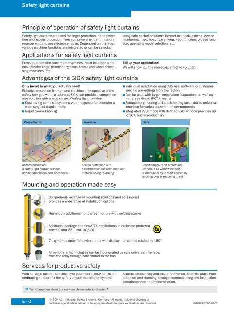 SICK AG • Industrial Safety Systems • Product catalog 2007/2008