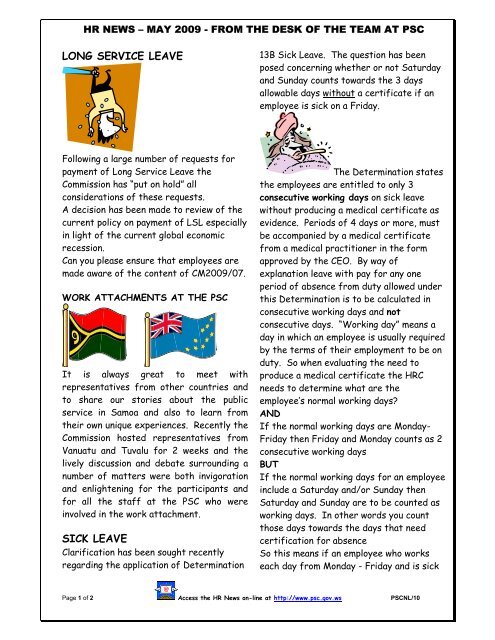 long service leave sick leave - the Public Service Commission of ...