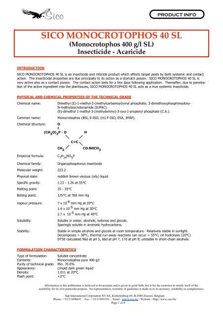 SICO MONOCROTOPHOS 40 SL - SAP International