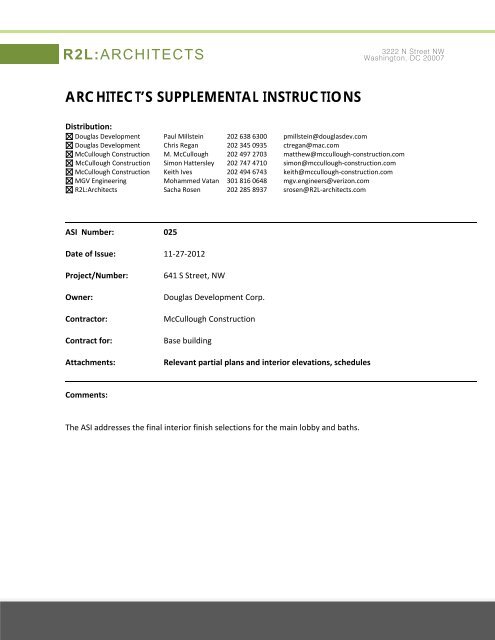 architect's supplemental instructions - McCullough Construction