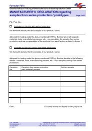 DECLARATION OF MANUFACTURER - KLEEMANN