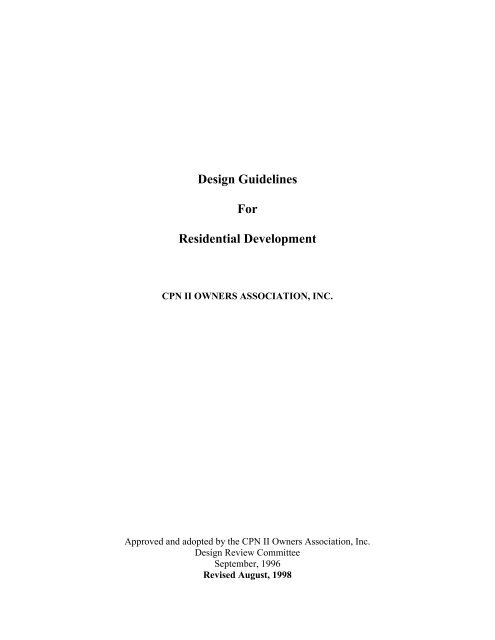 Design Guidelines For Residential Development - Castle Pines North