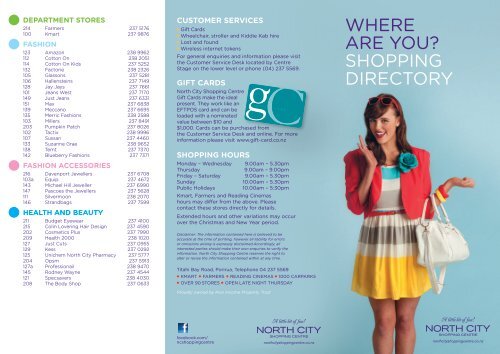 Shopping Centre Store Directory - North City