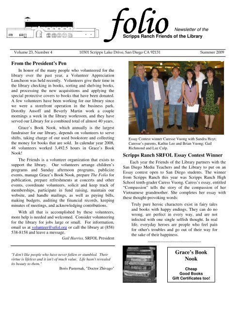 Grace's Book Nook - Scripps Ranch Friends of the Library