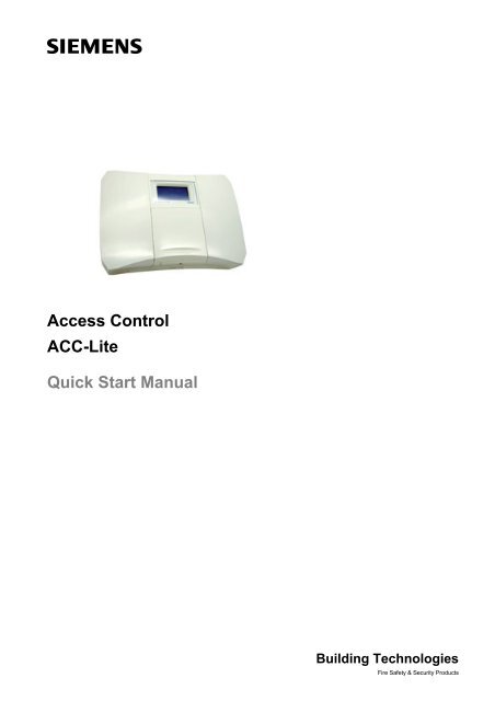 ACC Lite Installation Note - Security Products UK and Ireland