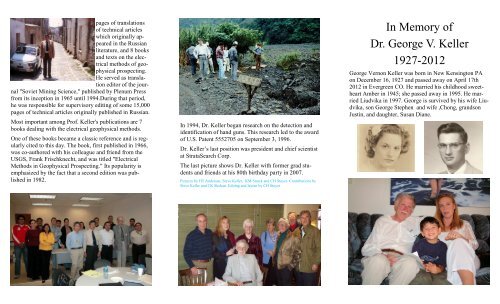 In Memory of Dr. George V. Keller 1927-2012 - Interpex