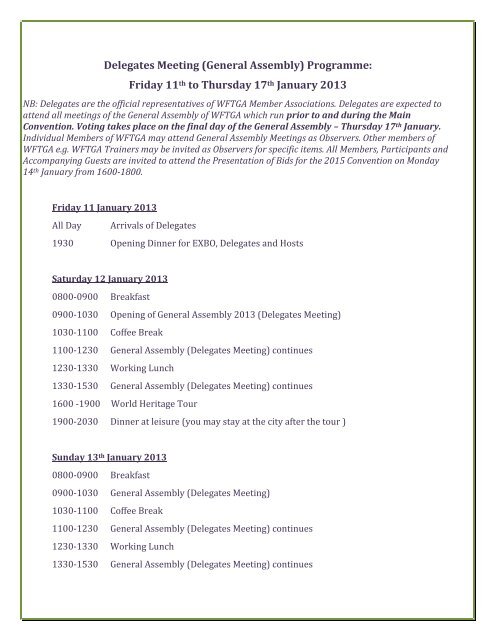 (General Assembly) Programme - World Federation of Tourist Guide ...