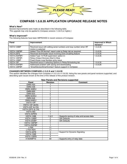 compass 1.5.8.35 application upgrade release notes please read!