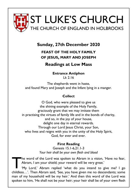 Holy Family (Year B) Mass Readings