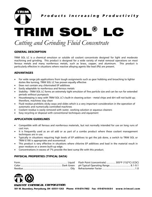 TRIM SOL® LC - Master Chemical Corporation