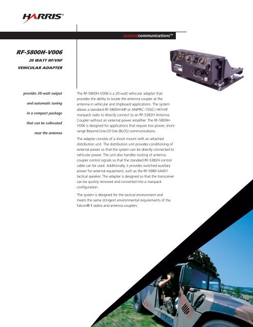 RF-5800H-V006 20 Watt HF/VHF Vehicular - Harris RF ...