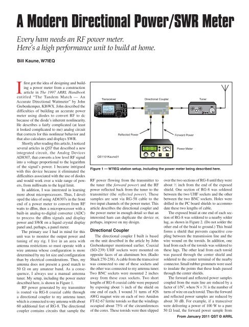 A Modern Directional Power/SWR Meter Every ham needs ... - ARRL