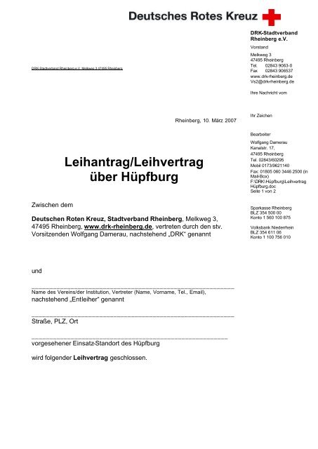 Leihantrag/Leihvertrag über Hüpfburg - DRK - Deutsches Rotes ...