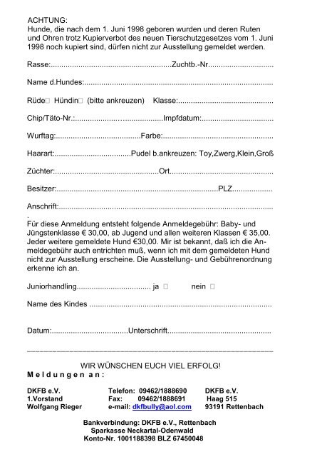 Organisation - Tagesablauf - DKFB eV