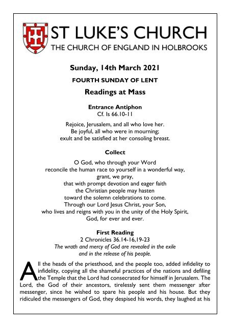 Lent IV (Year B) Readings at Mass