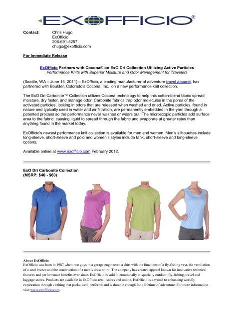 ExOfficio Spring 2012 Press Kit