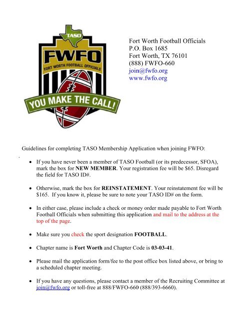Texas Association of Sports Officials - Fort Worth Football Officials ...
