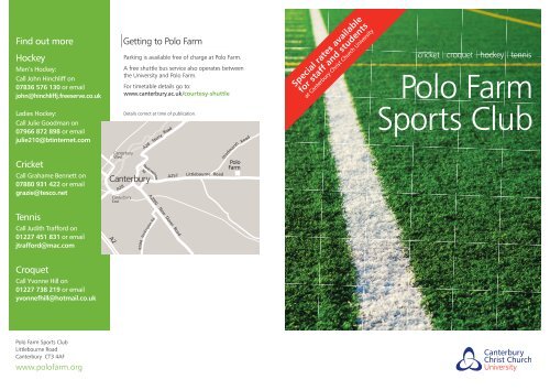 Polo Farm Sports Club - Canterbury Christ Church University