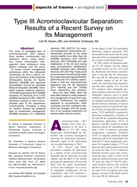 Type III Acromioclavicular Separation - Connecticut Children's ...