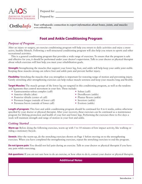 Foot and Ankle Conditioning Program - American Academy of ...