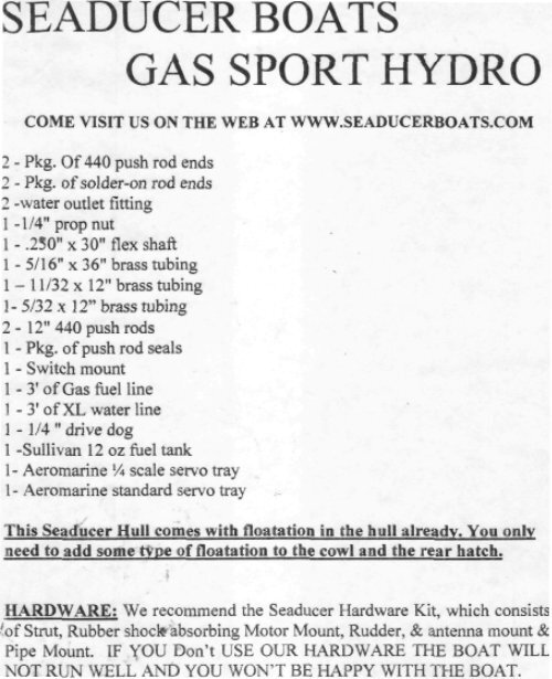 SEADUCER BOATS GAS SPORT HYDRO - Modelgasboats.com