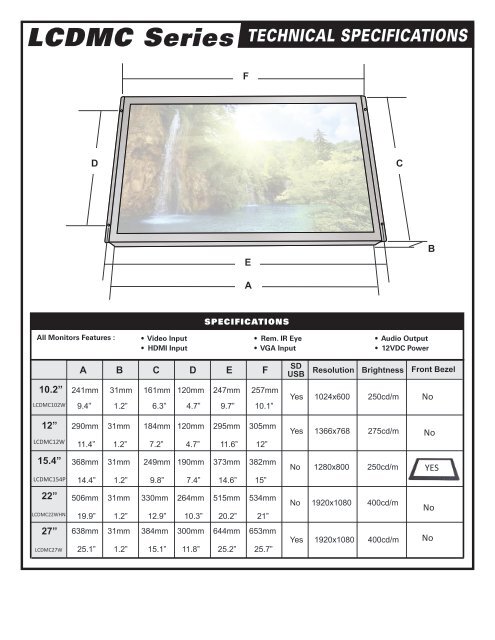 LCDMC-Series LCD Metal Monitor Tech Sheet