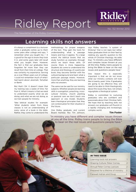 Annual Peter Corney Lecture - Ridley Melbourne