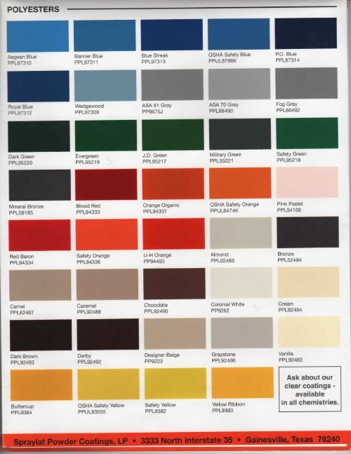 Spraylat Color Chart - Bsishutters.com
