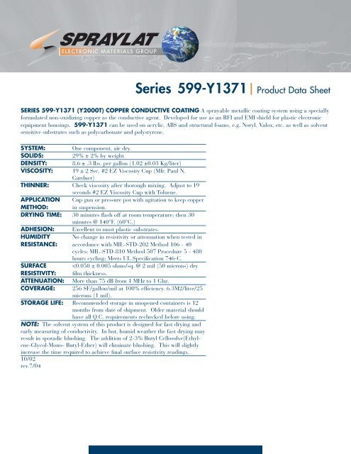 Series 599-Y1371|Product Data Sheet - Central Coating