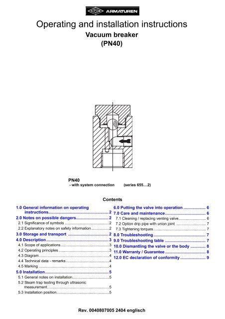 Vacuum breaker (PN40) - ARI Armaturen