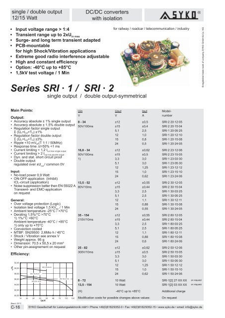 Series SRI · 1 / SRI · 2 - Syko