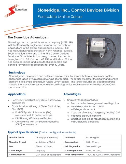 Stoneridge, Inc., Control Devices Division