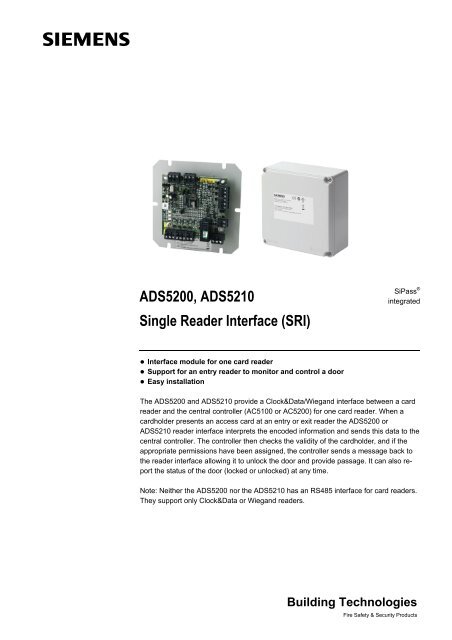 ADS5200, ADS5210 - Security Products International