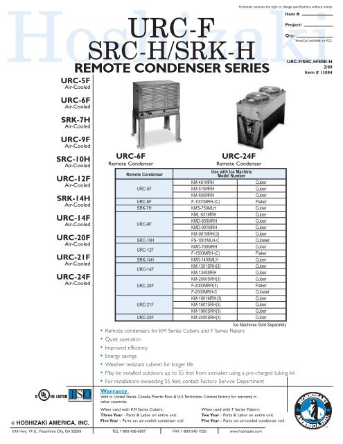 urc-f/src-h/srk-h remote condenser series air-cooled - CKitchen.com