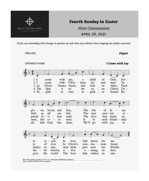 Worship Aid - First Communion 2021