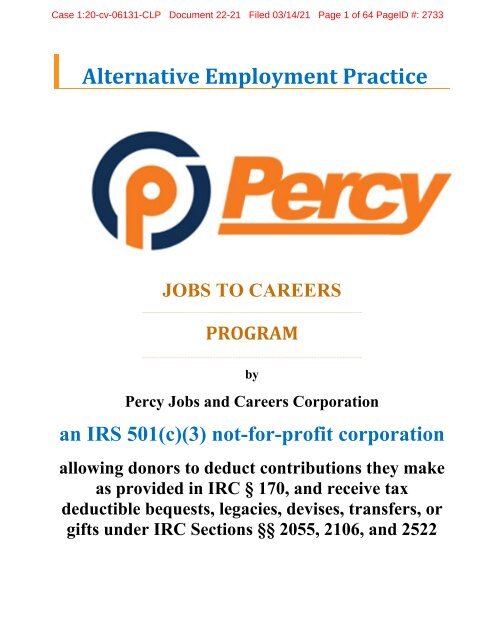 Percy Program - Alternative Employment Practice EDNY 20-cv-06131