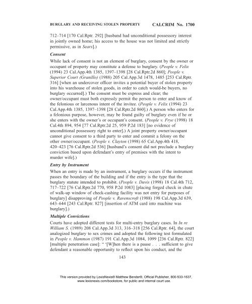 CALCRIM No. 1700 BURGLARY