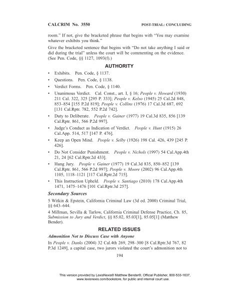 CALCRIM No. 3550 POST-TRI